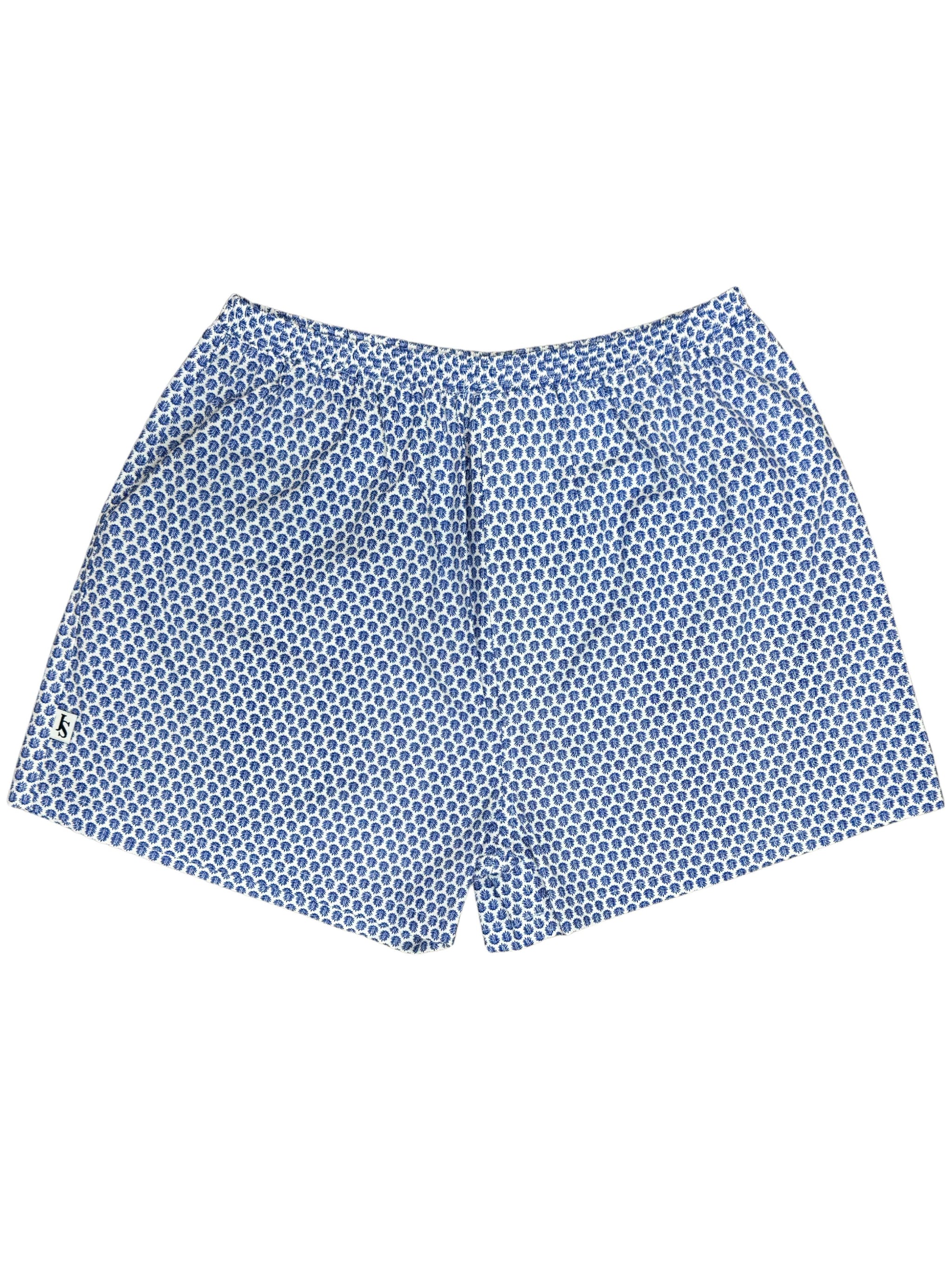 Maple Floral Cotton Boxer Short - Blue
