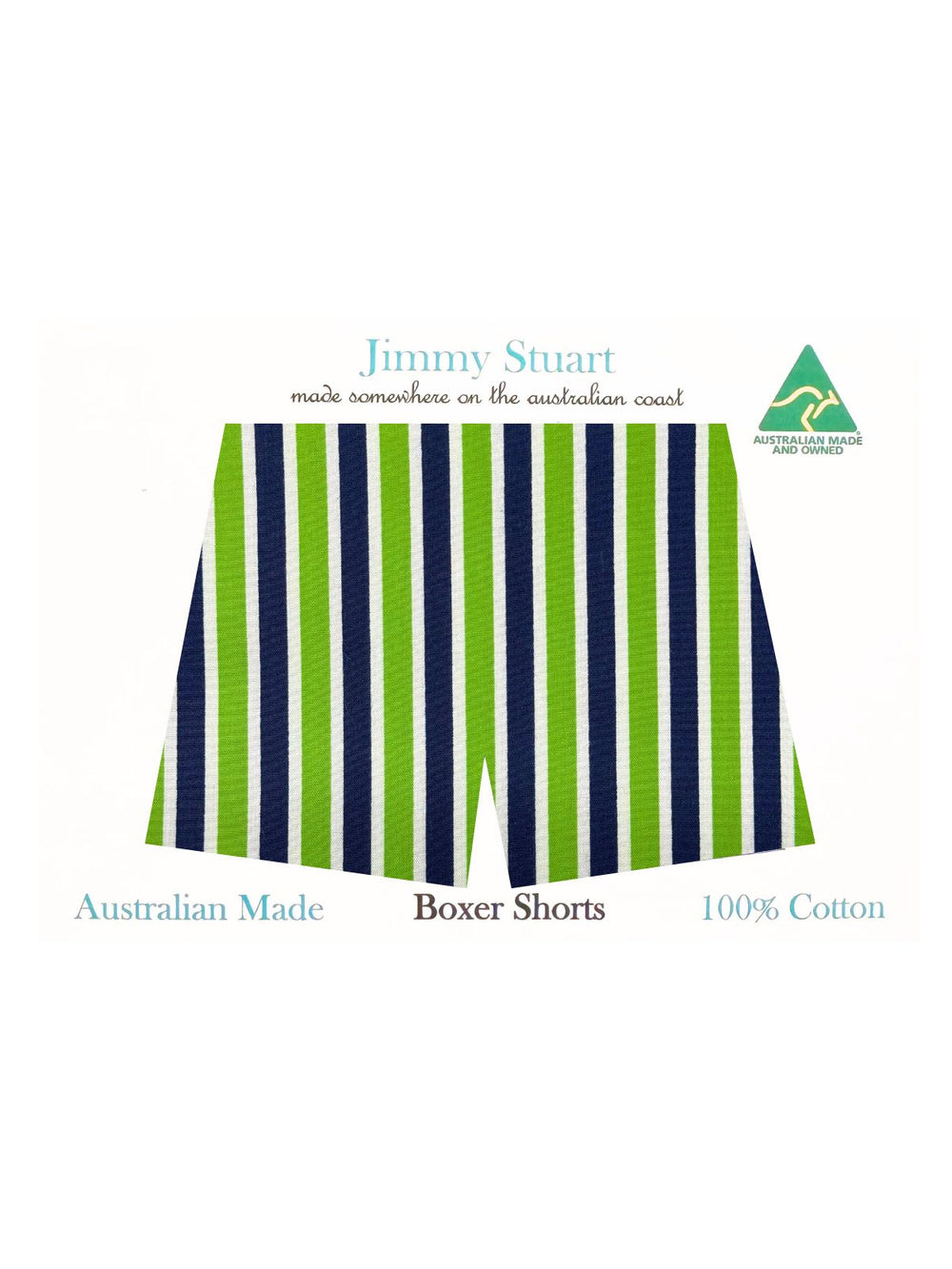 Varsity Stripe Cotton Boxer Short - Green/Blue